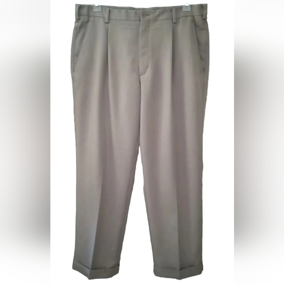 Nike Pants Nike Golf Drifit Mens Pants Slacks Khaki Tan Size 36x3 Pleated Cuffed Trousers